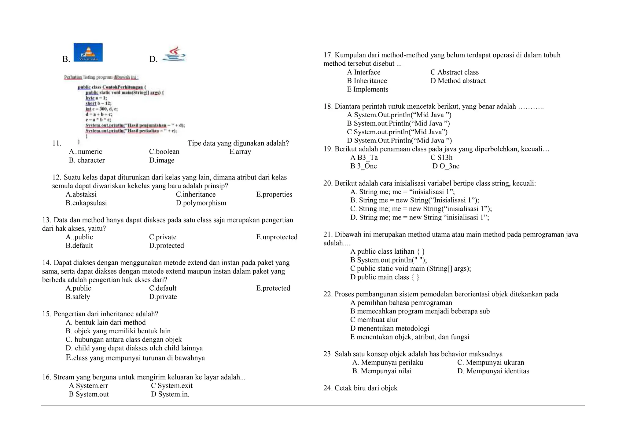 CONTOH SOAL ULANGAN RPL KELAS X JURUSAN RPL | DOCX