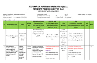 KISI ATAU RANCANGAN SOAL PAS (HASIL PELATIHAN).docx