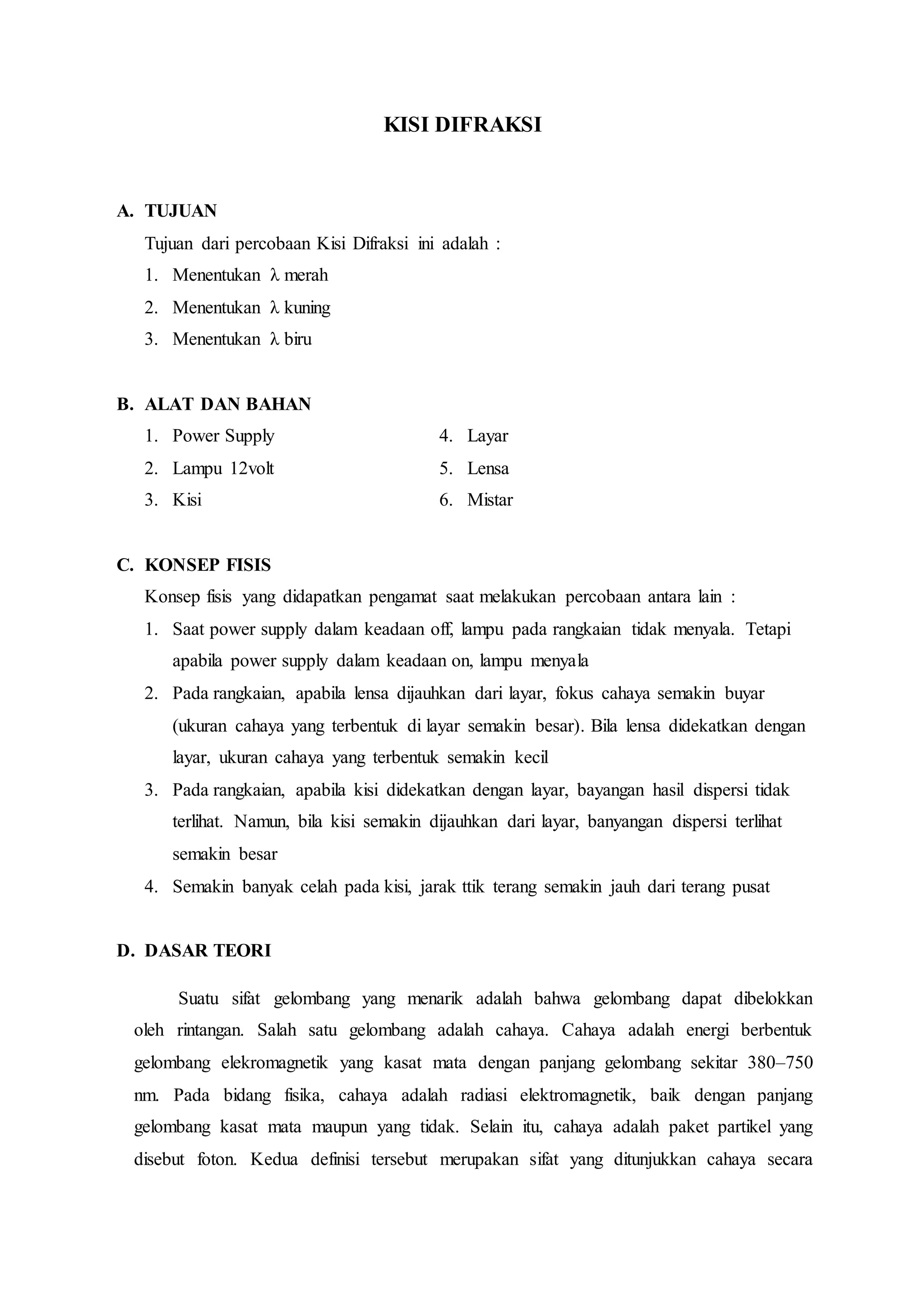 Kisi difraksi | DOCX