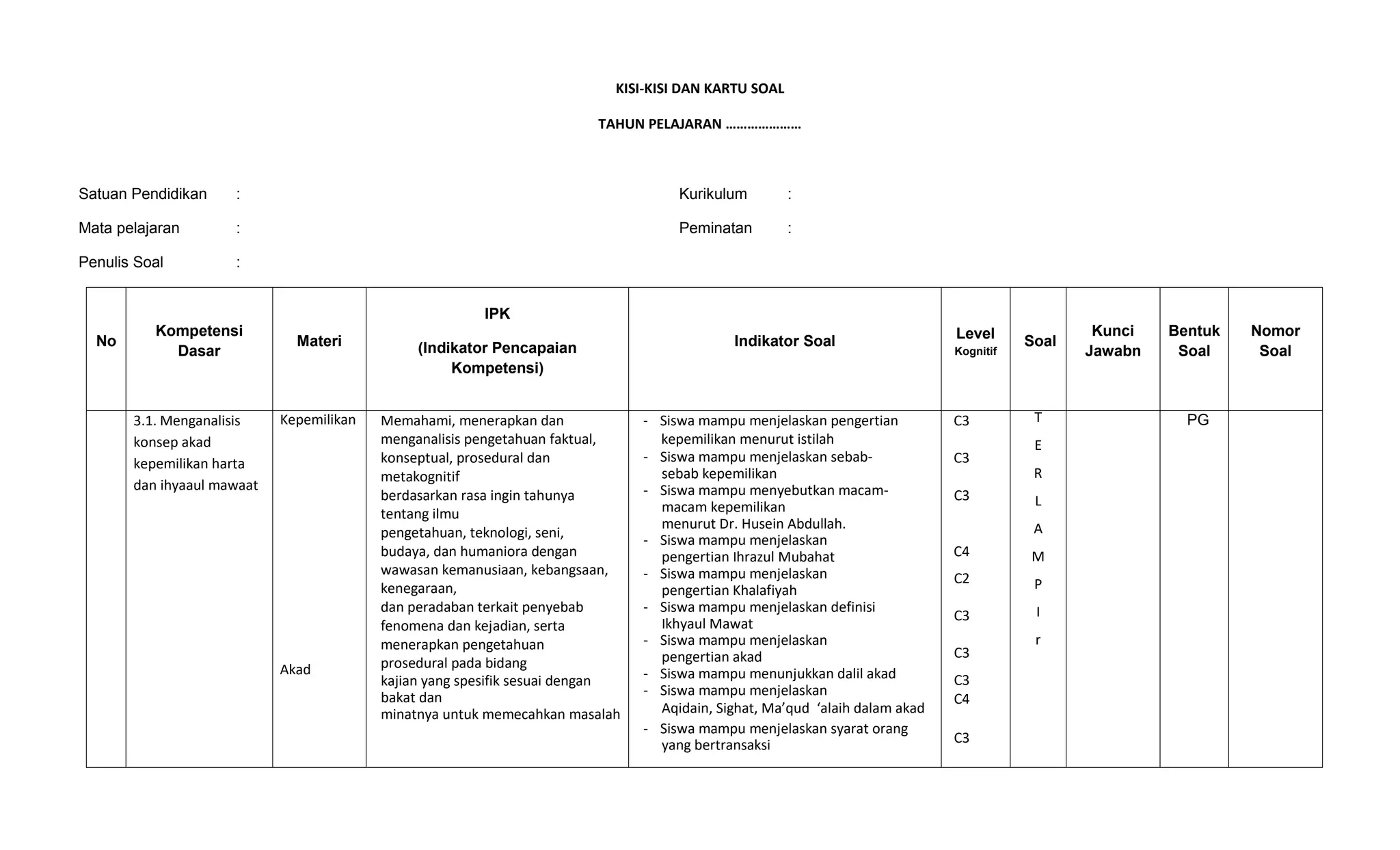 KISI & Kartu Soal.docx
