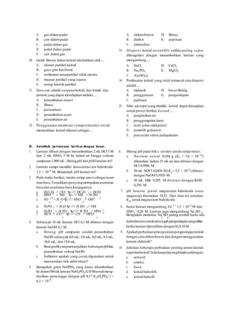 Kisi kisi soal pas kimia sem2 | DOCX