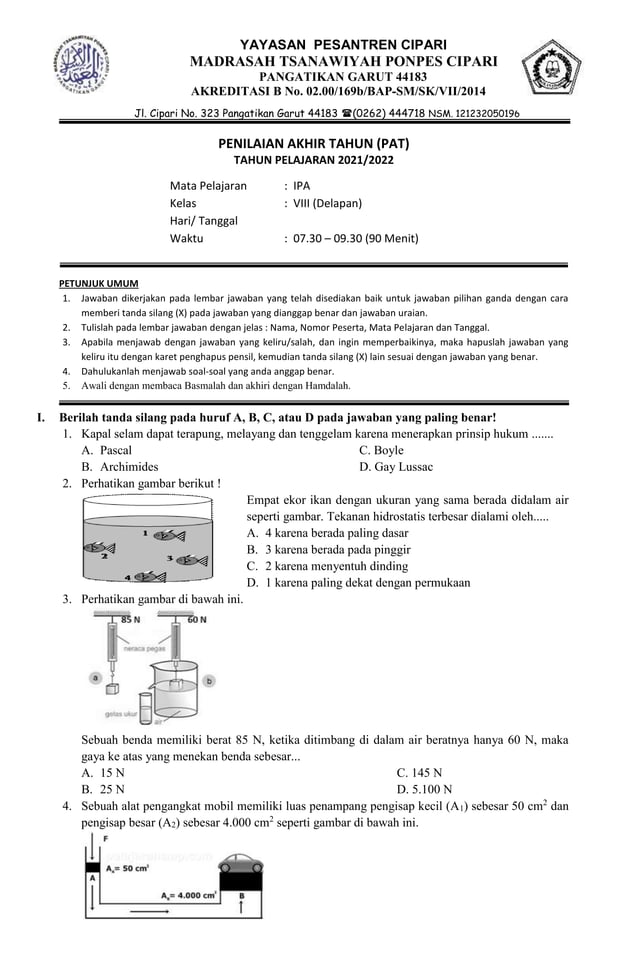 kisi kisi soal PAT IPA Kelas 8 ok.docx