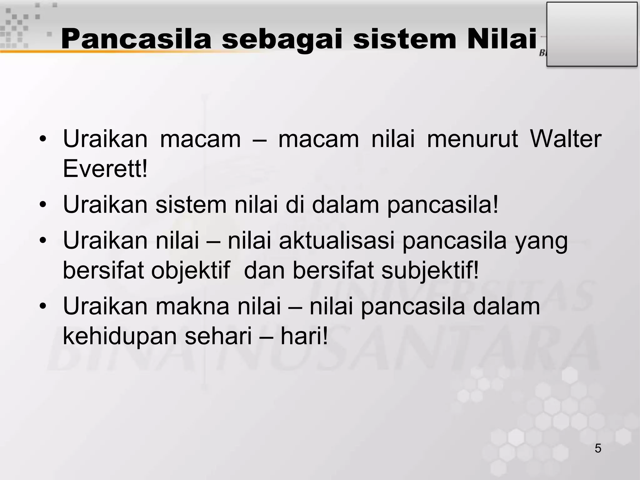 Kisi - kisi soal UTS Pendidikan Pancasila | PPTX