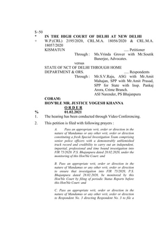 Kismatun delhi hc order | PDF