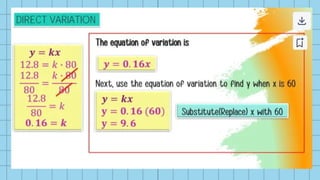 HIGH SCHOOL BASIC MATHEMATICS DIRECT VARIATION | PPTX