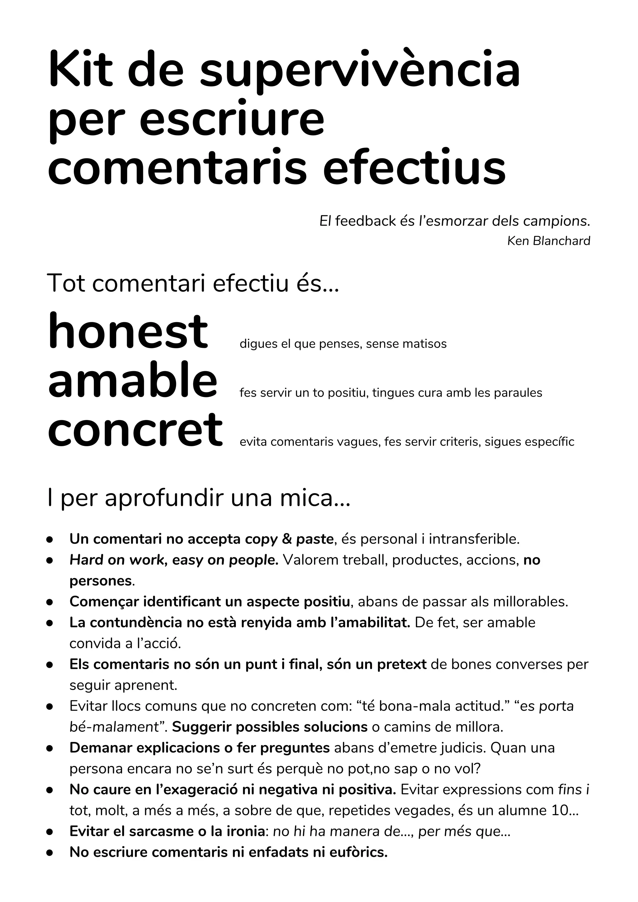 Kit de supervivència per escriure comentaris efectius | PDF