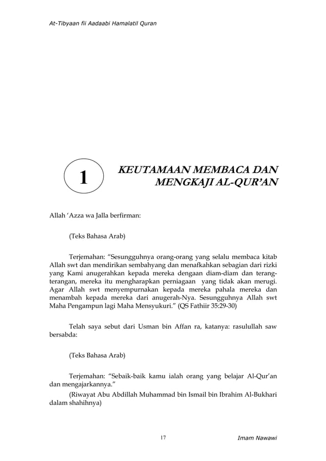 Kitab at tibyan fi adab hamalat al-qur' an karya imam nawawi - rmi project syndication - www.rmi ...