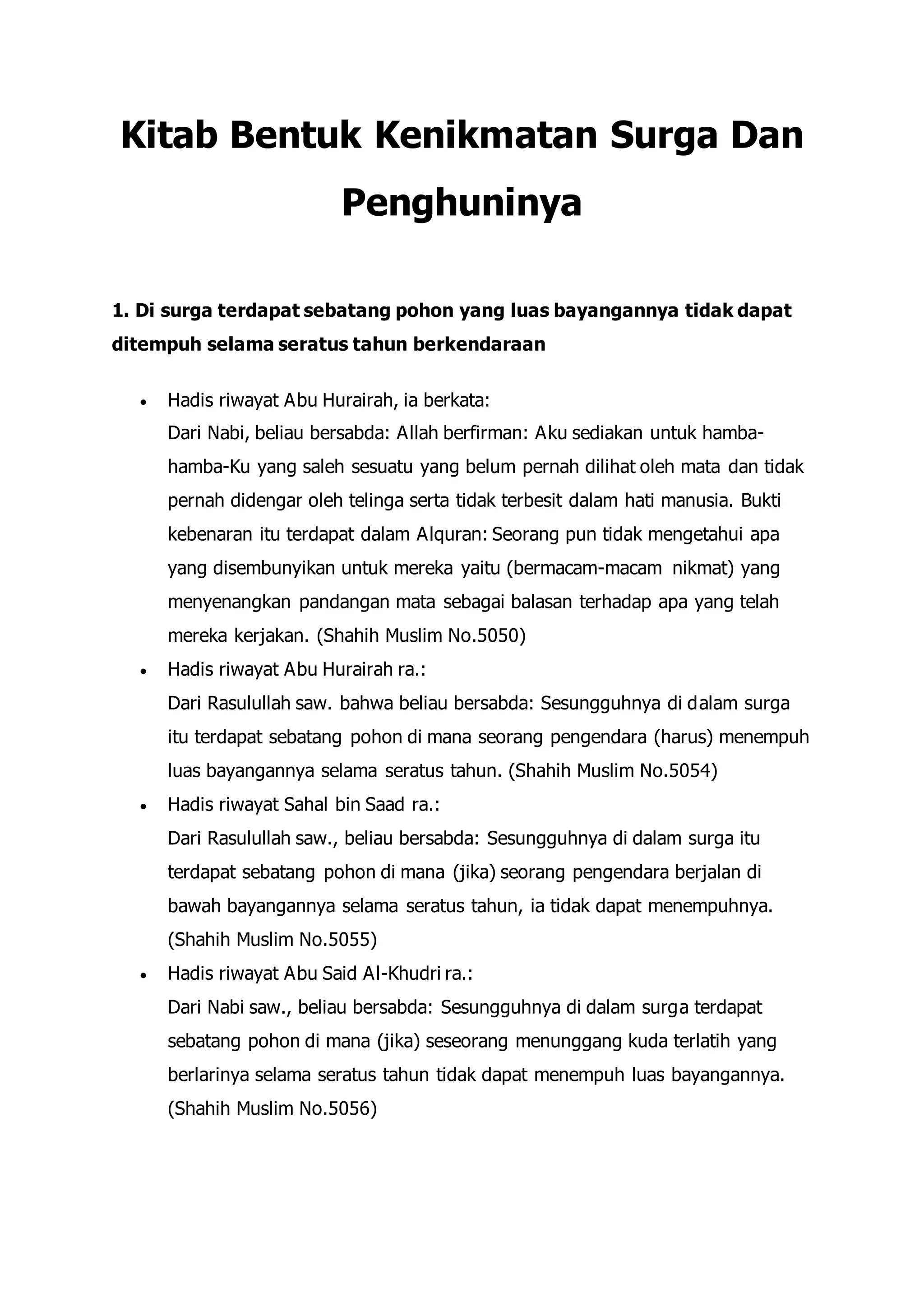 Kitab bentuk kenikmatan surga dan penghuninya | DOCX