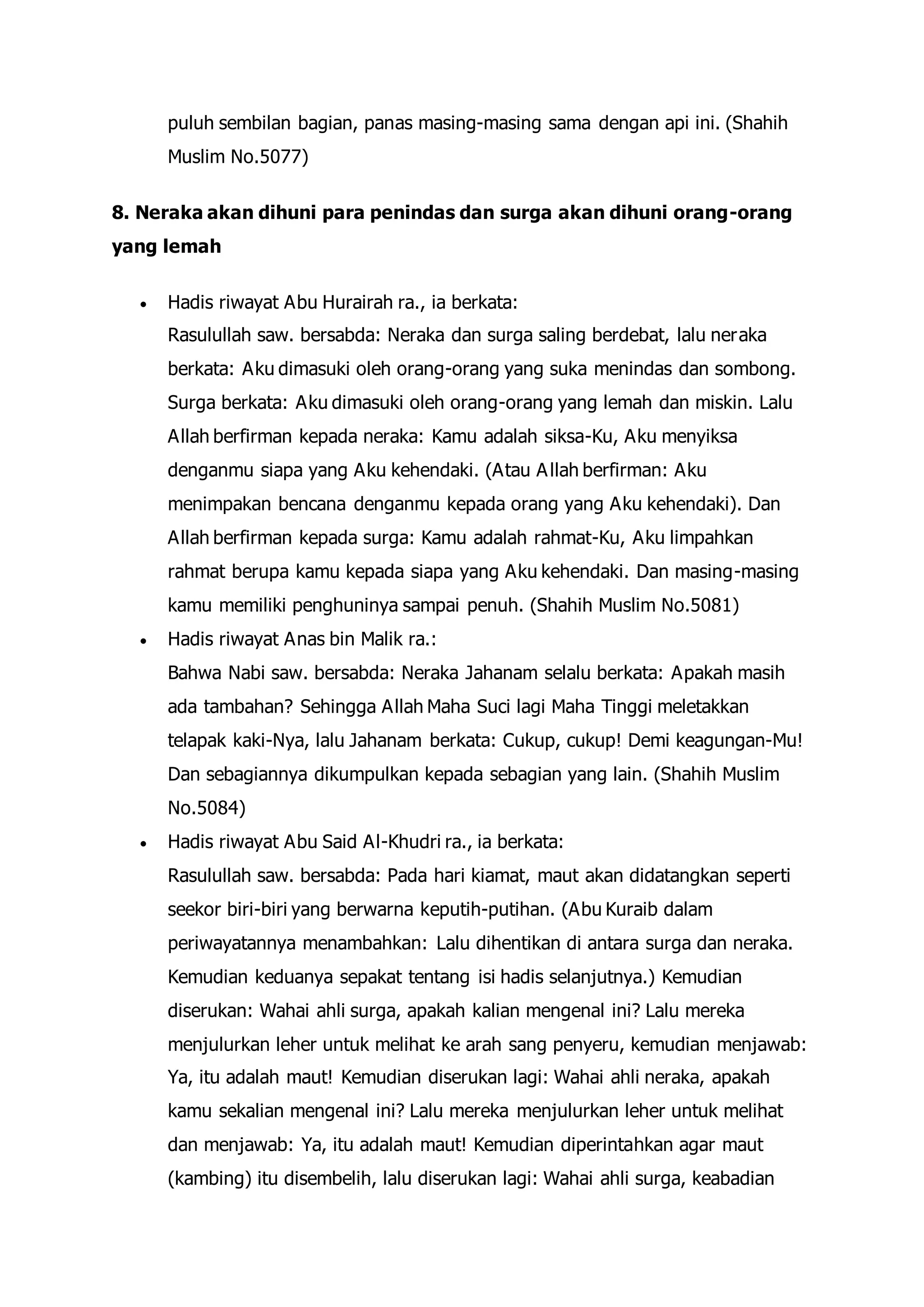 Kitab bentuk kenikmatan surga dan penghuninya | DOCX