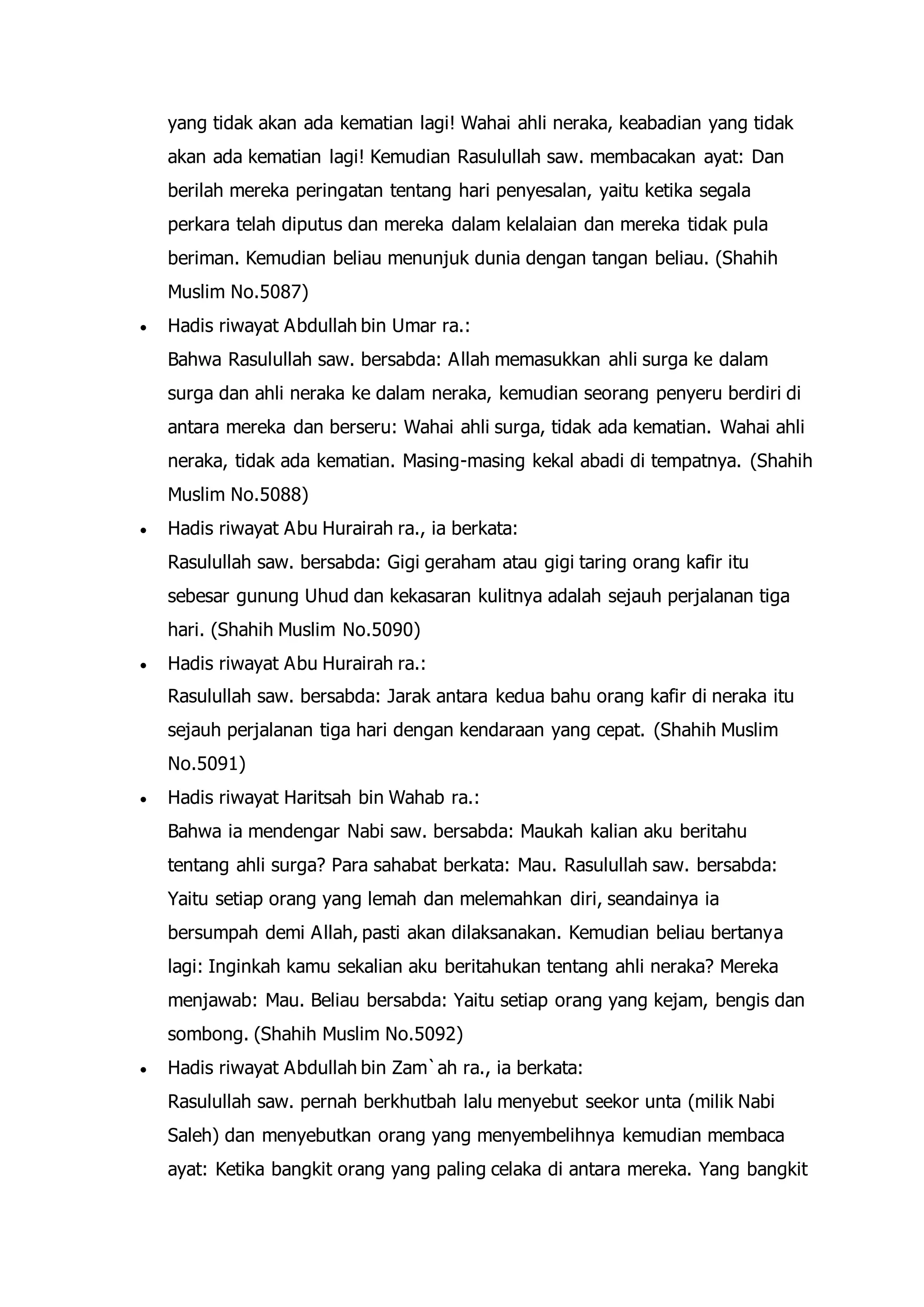 Kitab bentuk kenikmatan surga dan penghuninya | DOCX