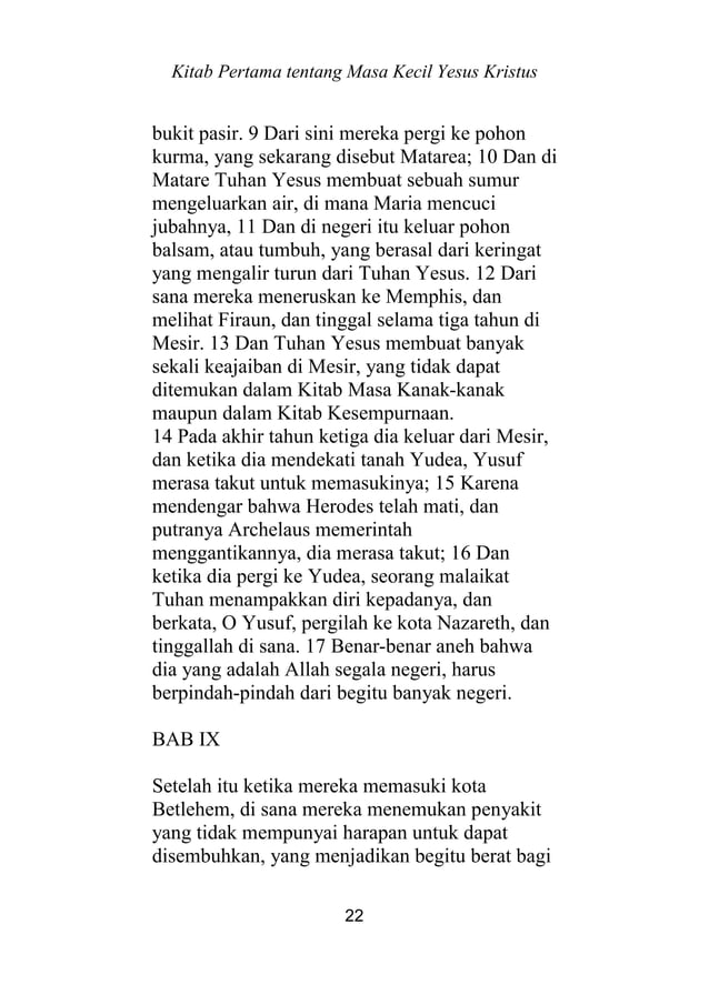 Kitab Pertama tentang Masa Kecil Yesus Kristus | PDF