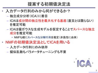独立性基準を用いた非負値行列因子分解の効果的な初期値決定法（Statistical-independence-based efficient initialization for ...