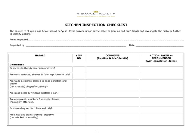 Kitchen inspection-cklst | DOCX | Home Appliances | Home & Garden