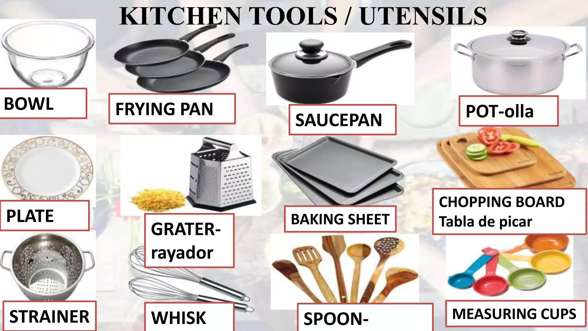 English kitchen vocabulary for learners | PPTX