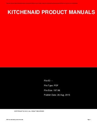 Kitchenaid product manuals