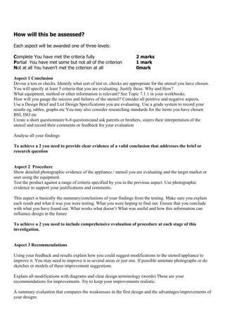 Kitchen appliance evaluation ia | DOC