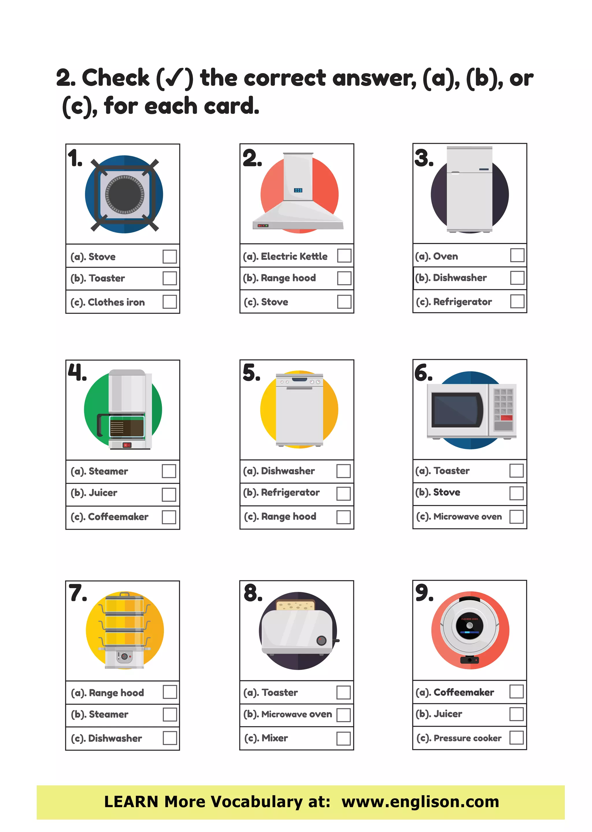 Kitchen appliances vocabulary worksheet | PDF