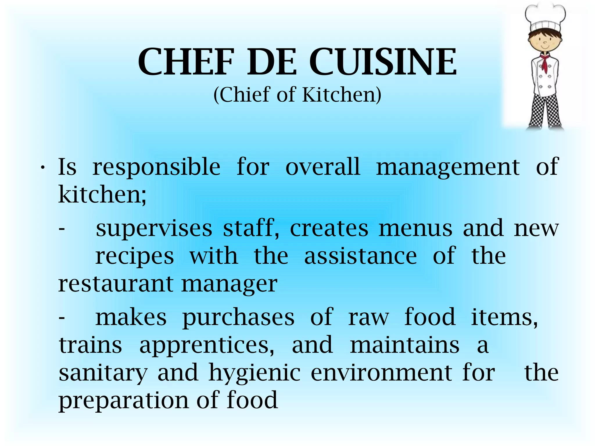 KITCHEN BRIGADE SYSTEM | PPT