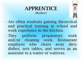 KITCHEN BRIGADE SYSTEM | PPT