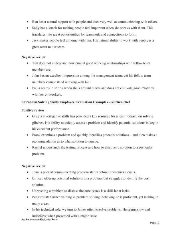 Kitchen chef performance appraisal | DOC | Resume Writing and Advice ...