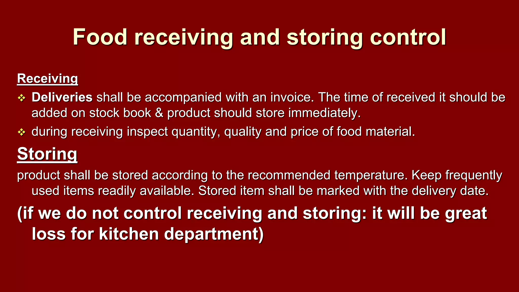 Kitchen Cost Control. | PPTX