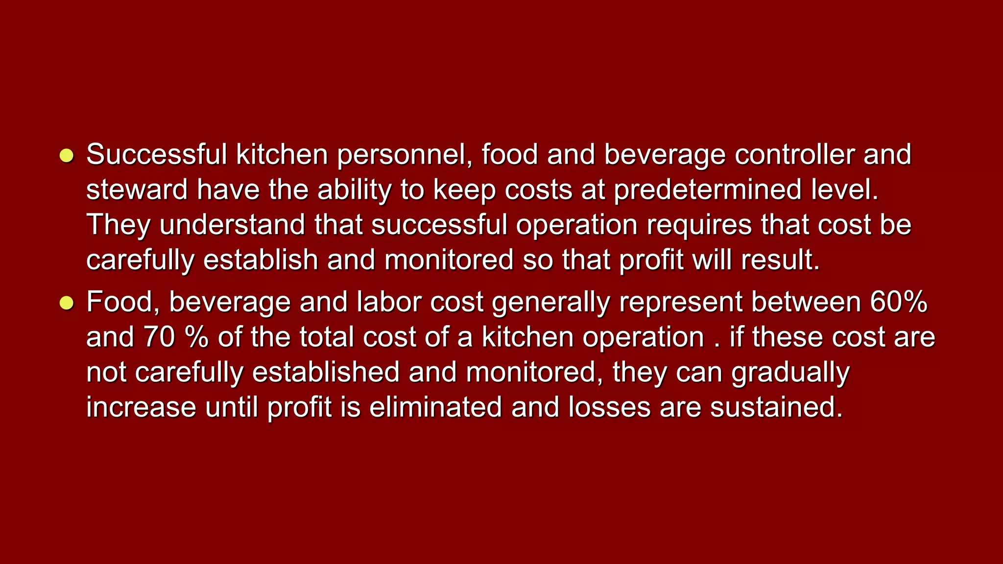 Kitchen Cost Control. | PPTX