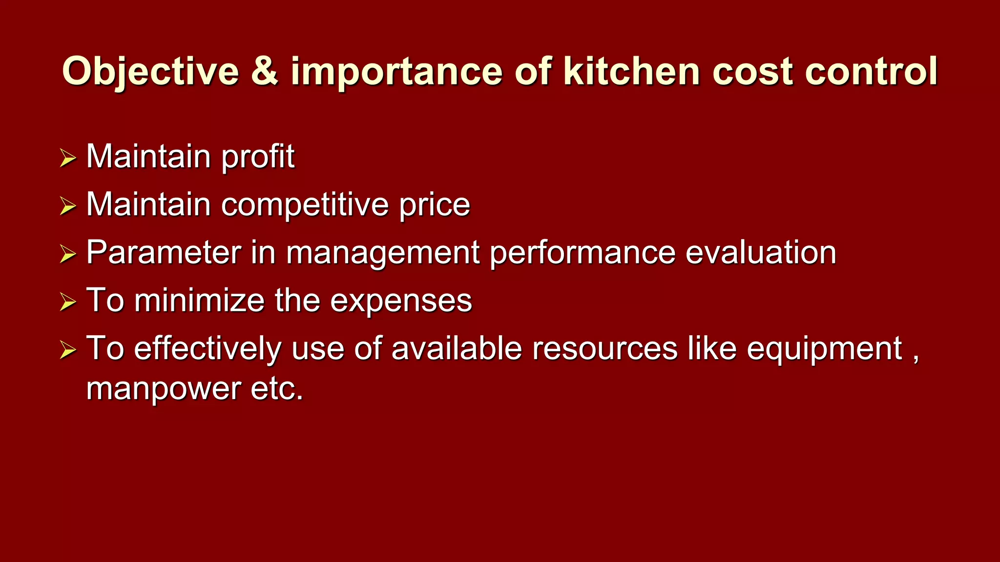 Kitchen Cost Control. | PPTX