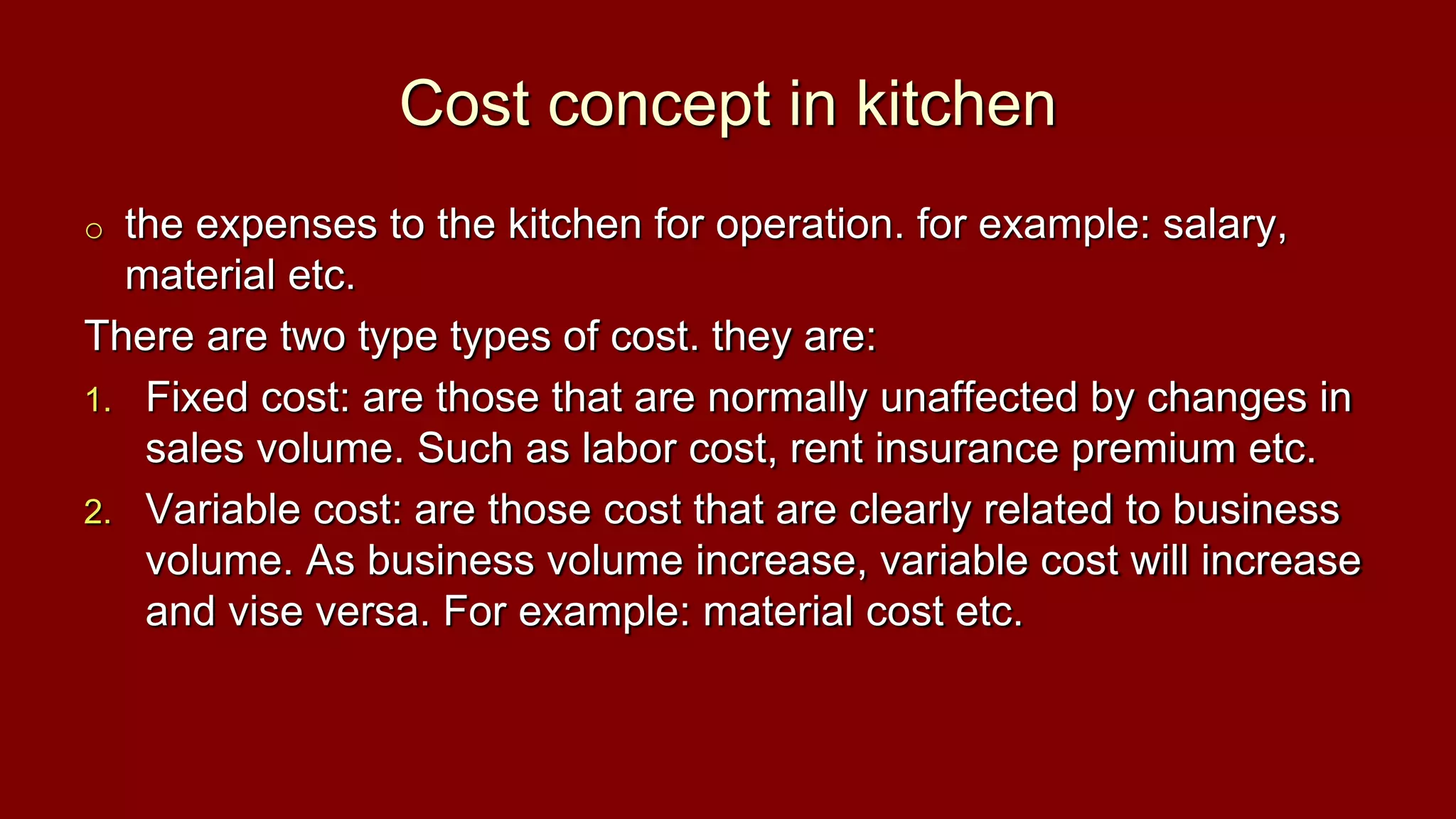 Kitchen Cost Control. | PPTX
