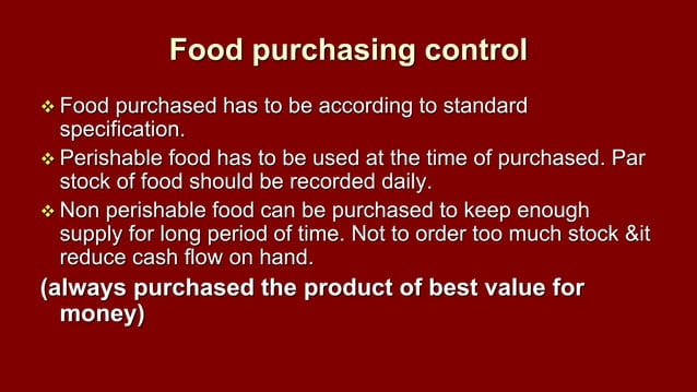 Kitchen Cost Control. | PPTX | Healthy Cooking and Eating | Food & Drink