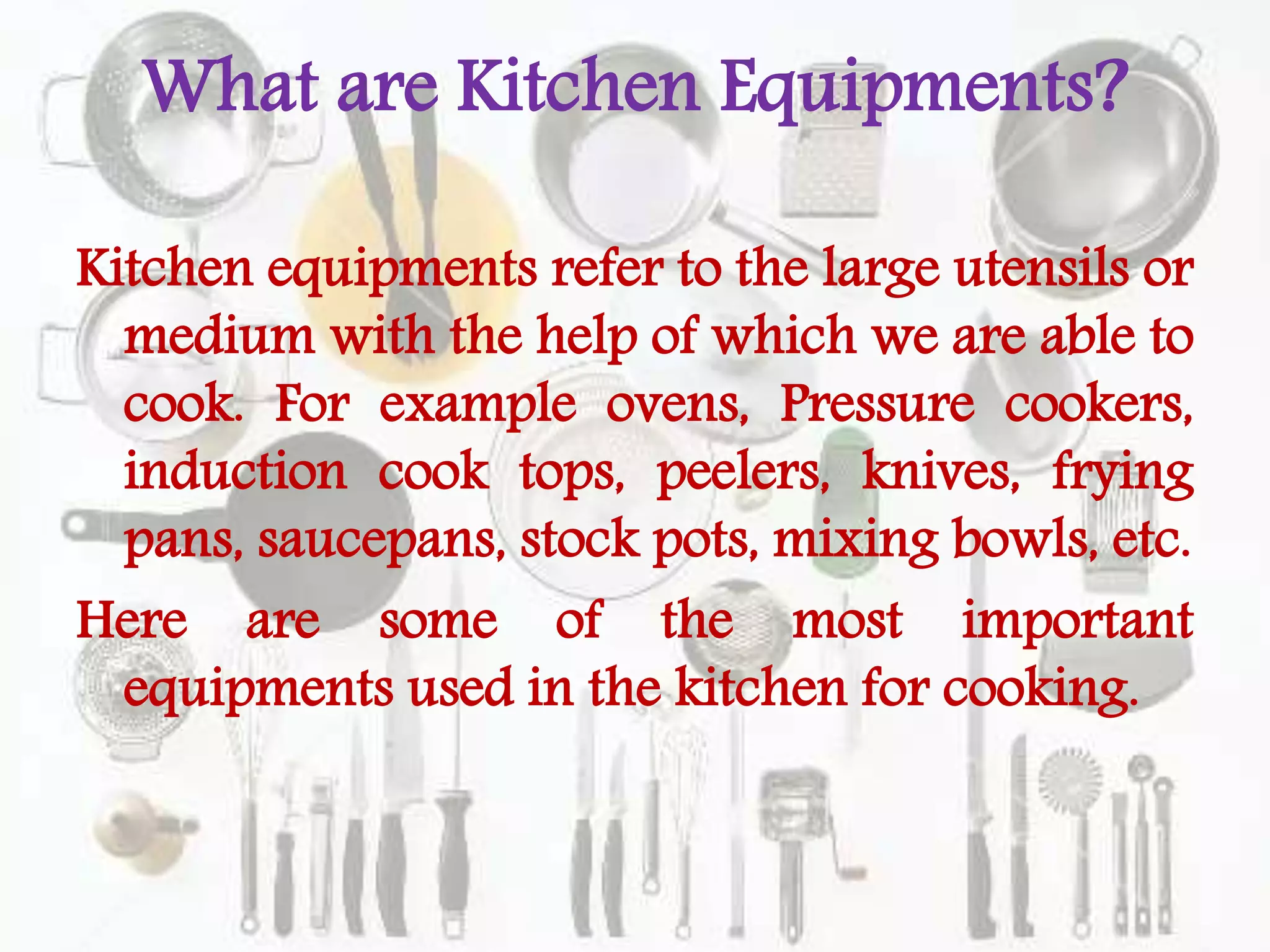 Kitchen equipments | PPTX