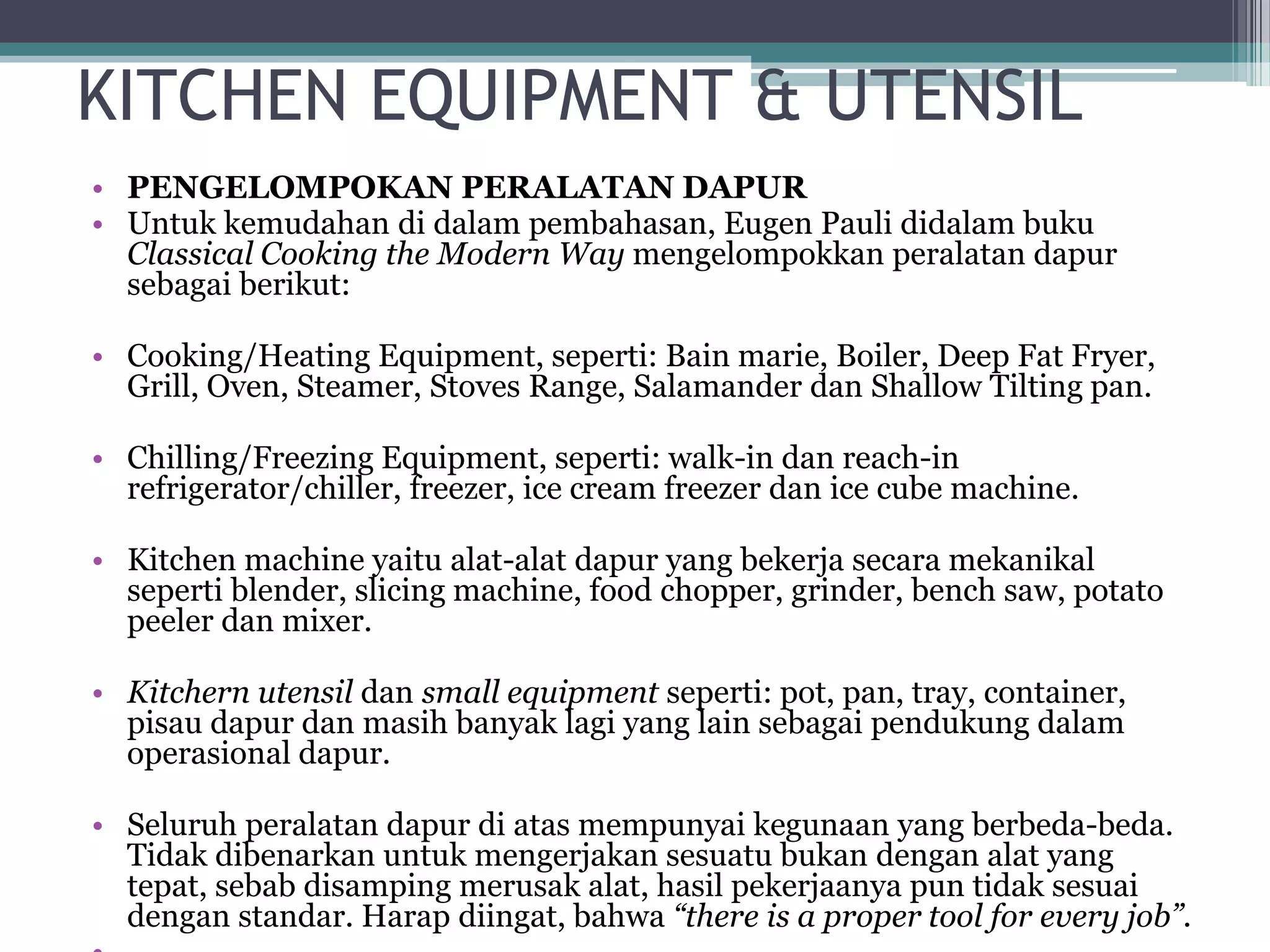 Kitchen equipment & utensil | PPT