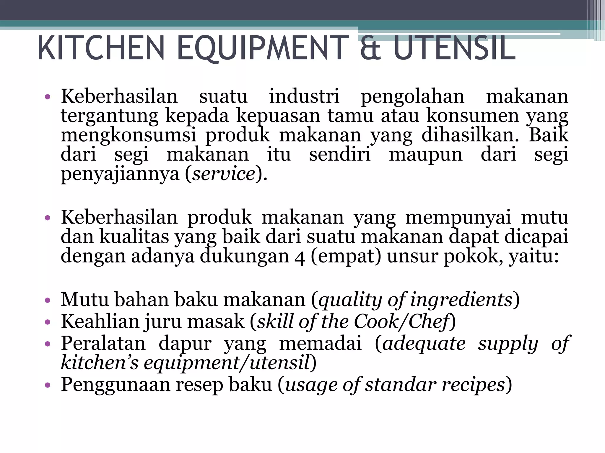 Kitchen equipment & utensil | PPT