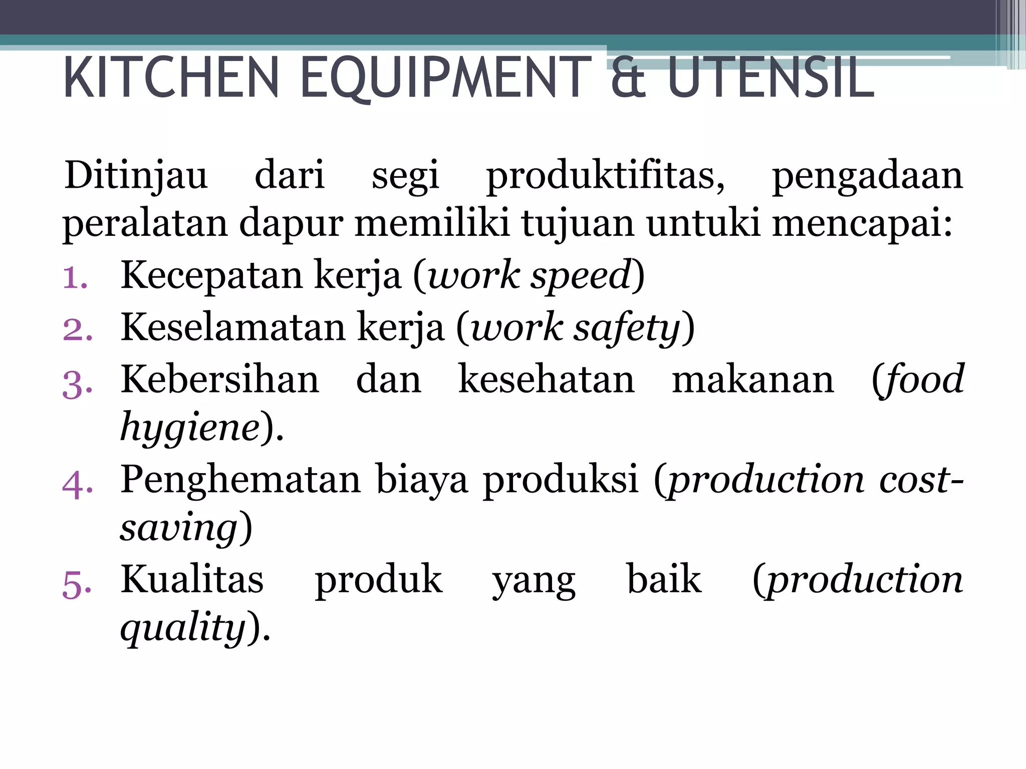 Kitchen equipment & utensil | PPT