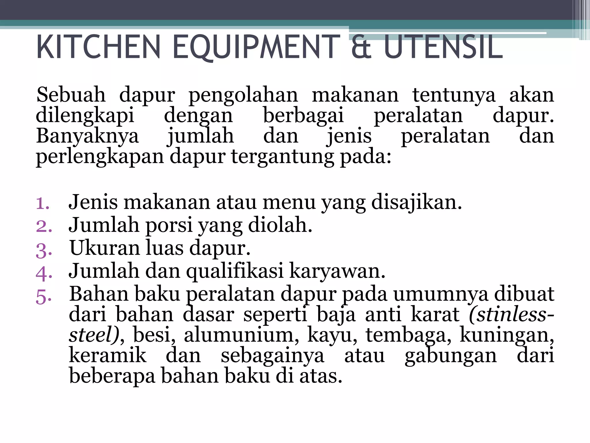 Kitchen equipment & utensil | PPT