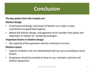 Kitchen layout for food and beverage services | PPTX