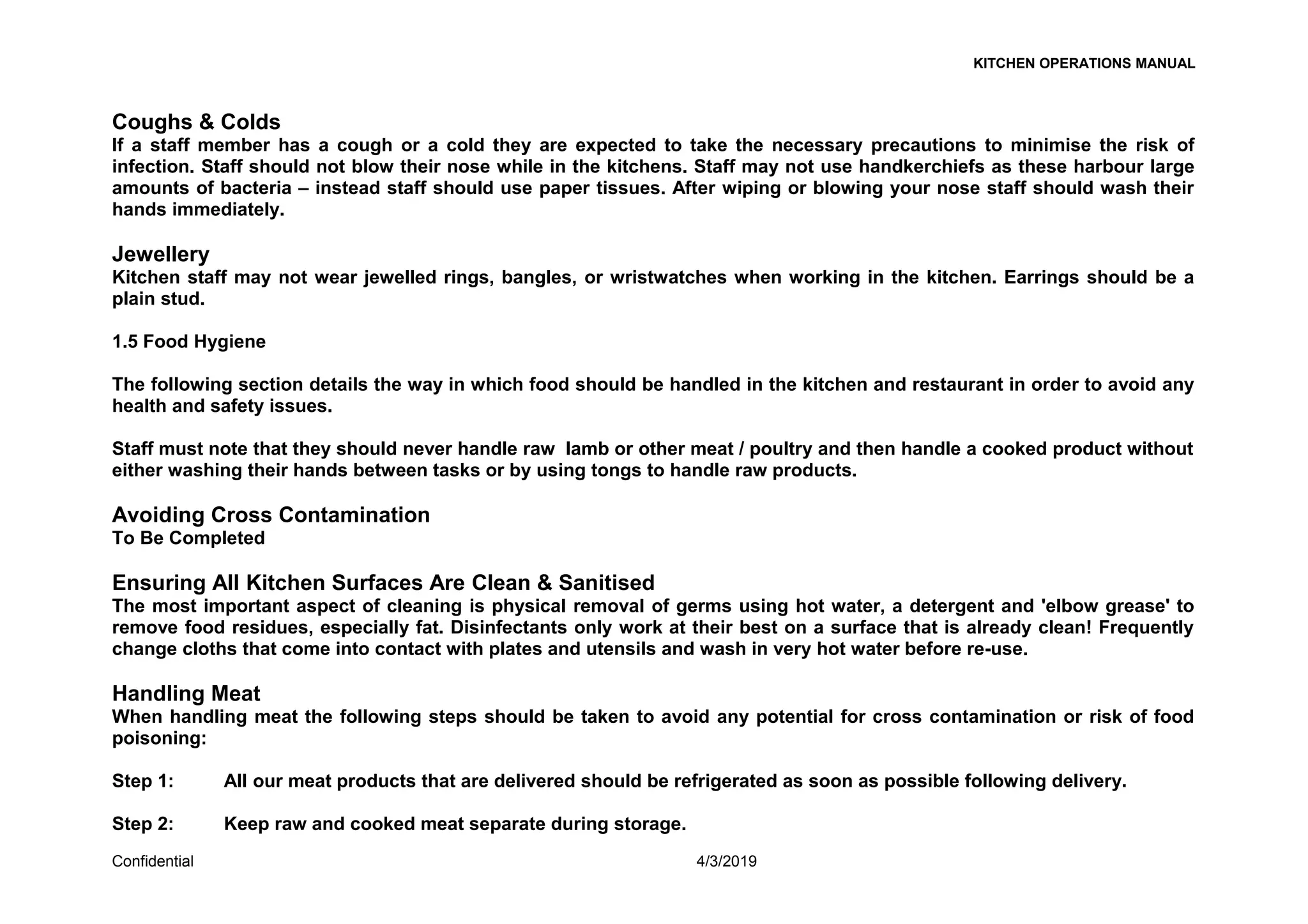 Kitchen Operation Manual | DOC