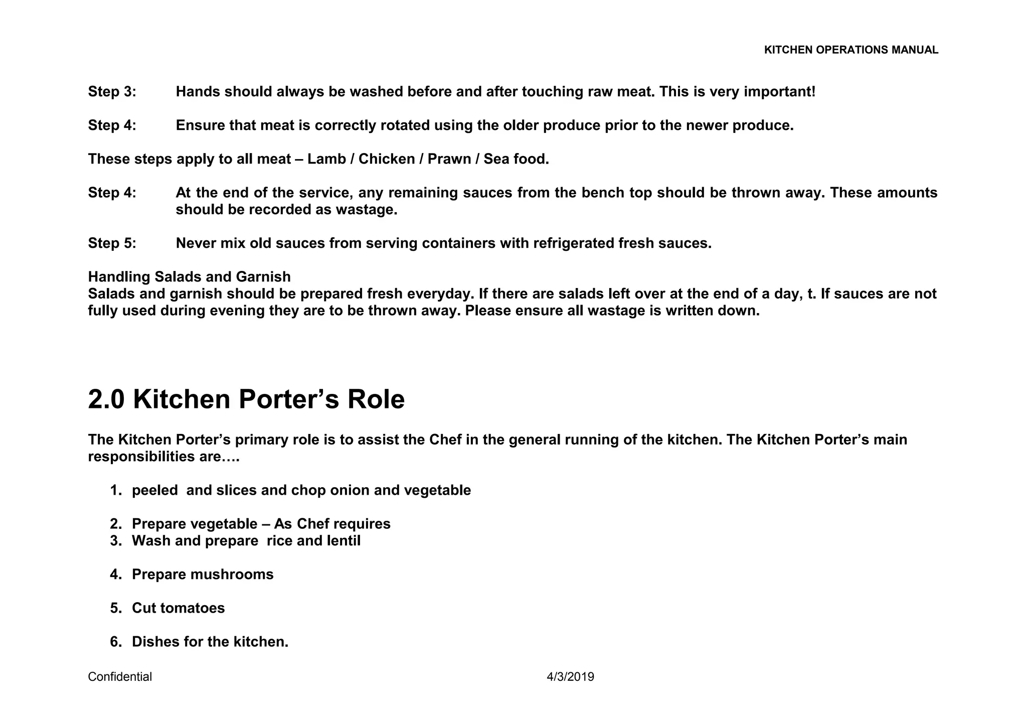 Kitchen Operation Manual | DOC