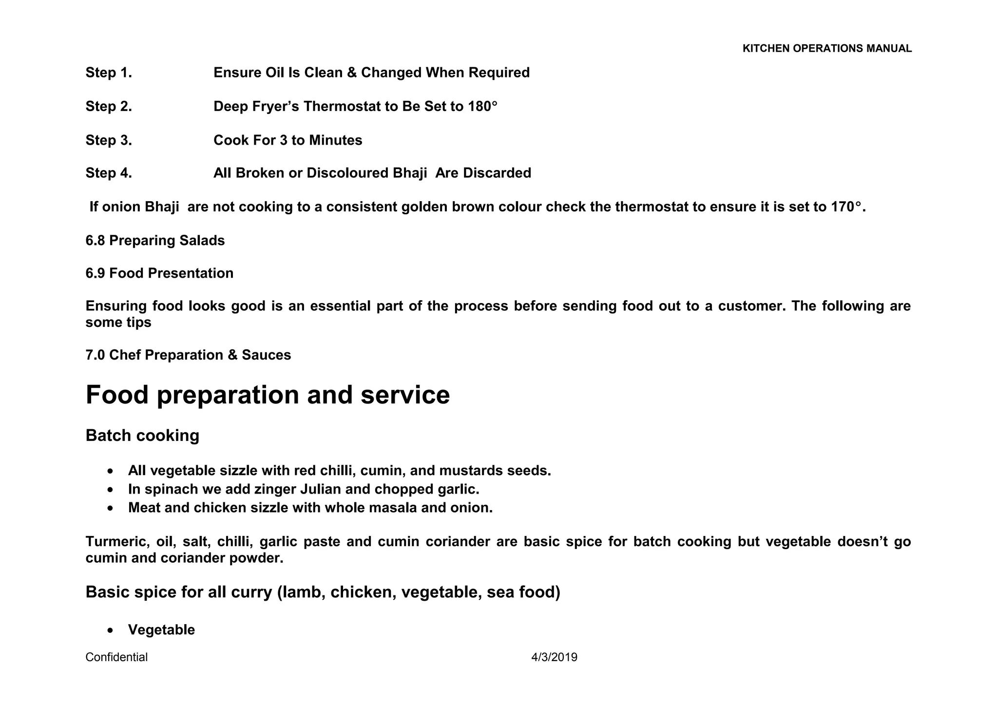 Kitchen Operation Manual | DOC