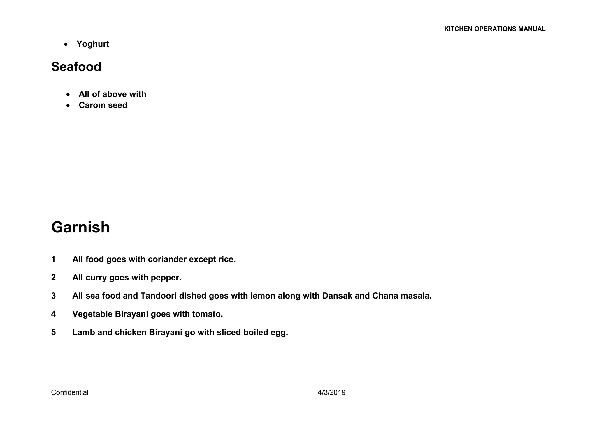 Kitchen Operation Manual | DOC