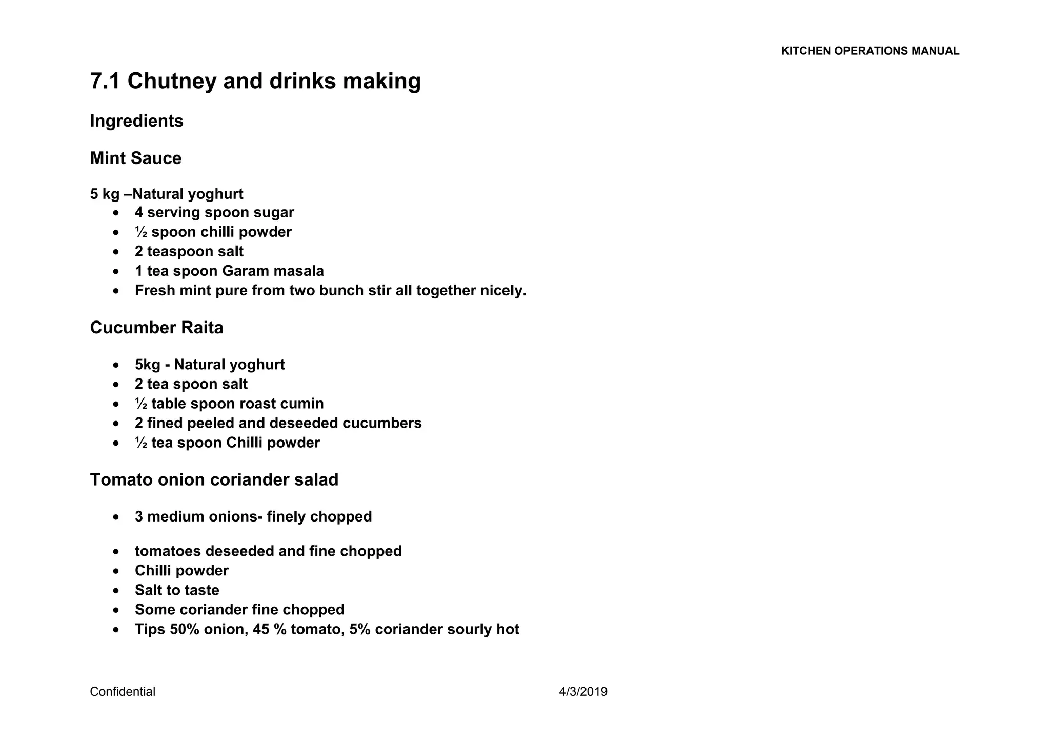 Kitchen Operation Manual | DOC