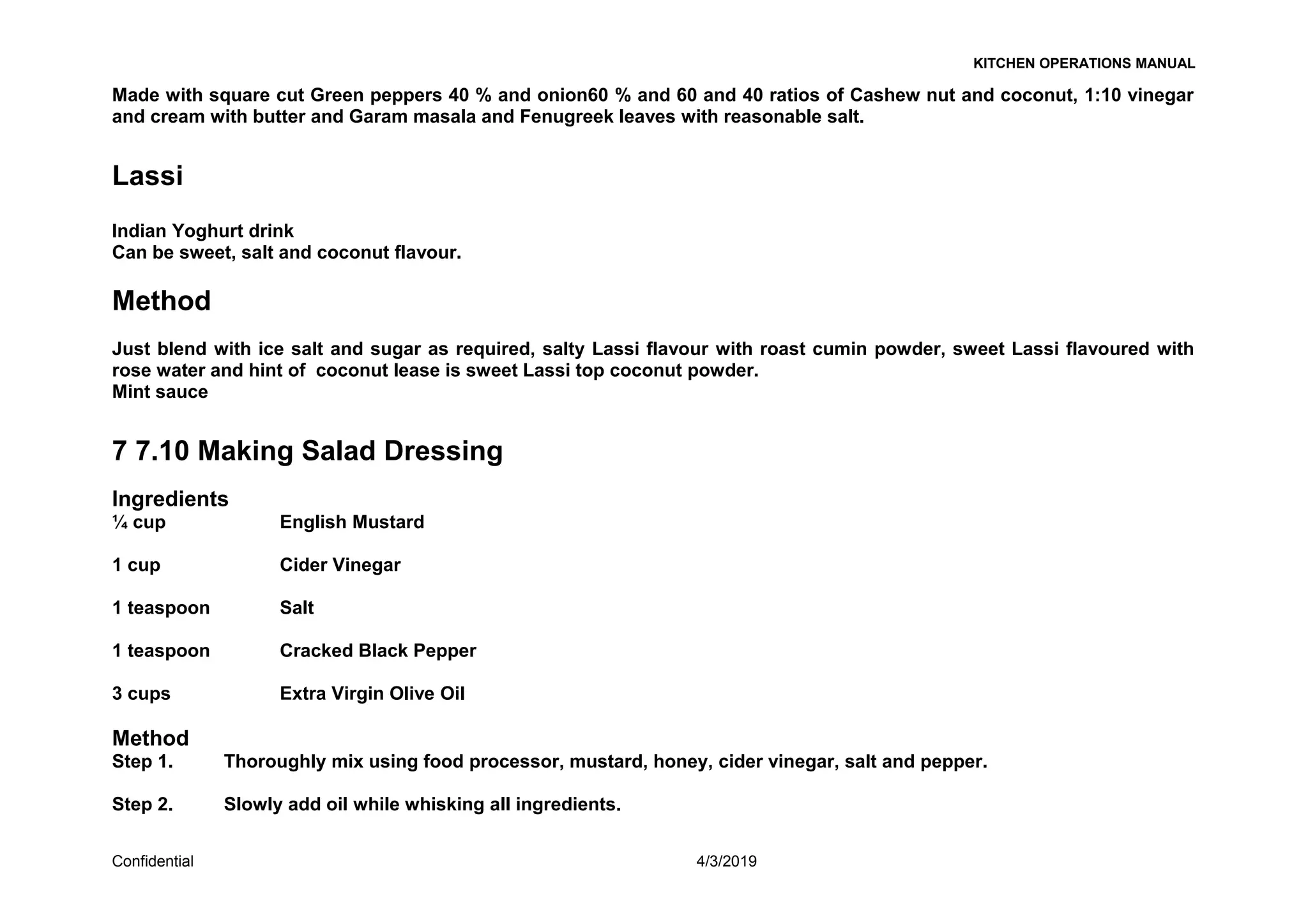 Kitchen Operation Manual | DOC