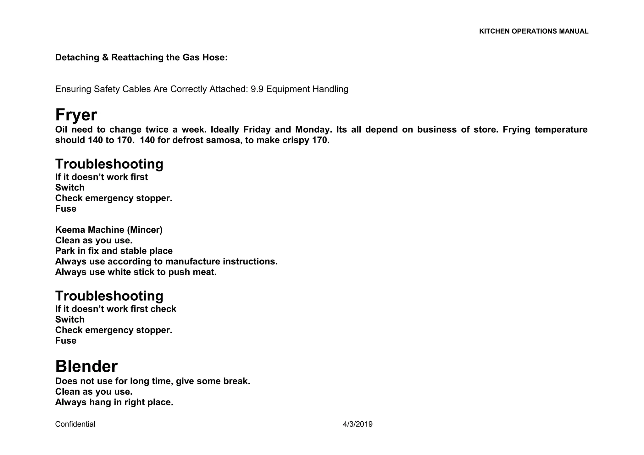 Kitchen Operation Manual | DOC