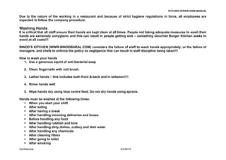 Kitchen Operation Manual | DOC