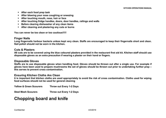 Kitchen Operation Manual | DOC | Home Appliances | Home & Garden