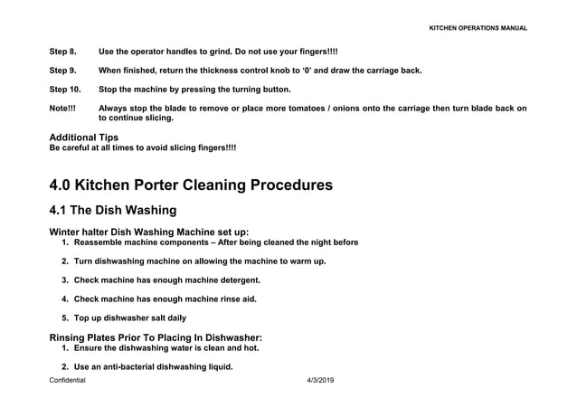 Kitchen Operation Manual | DOC | Home Appliances | Home & Garden