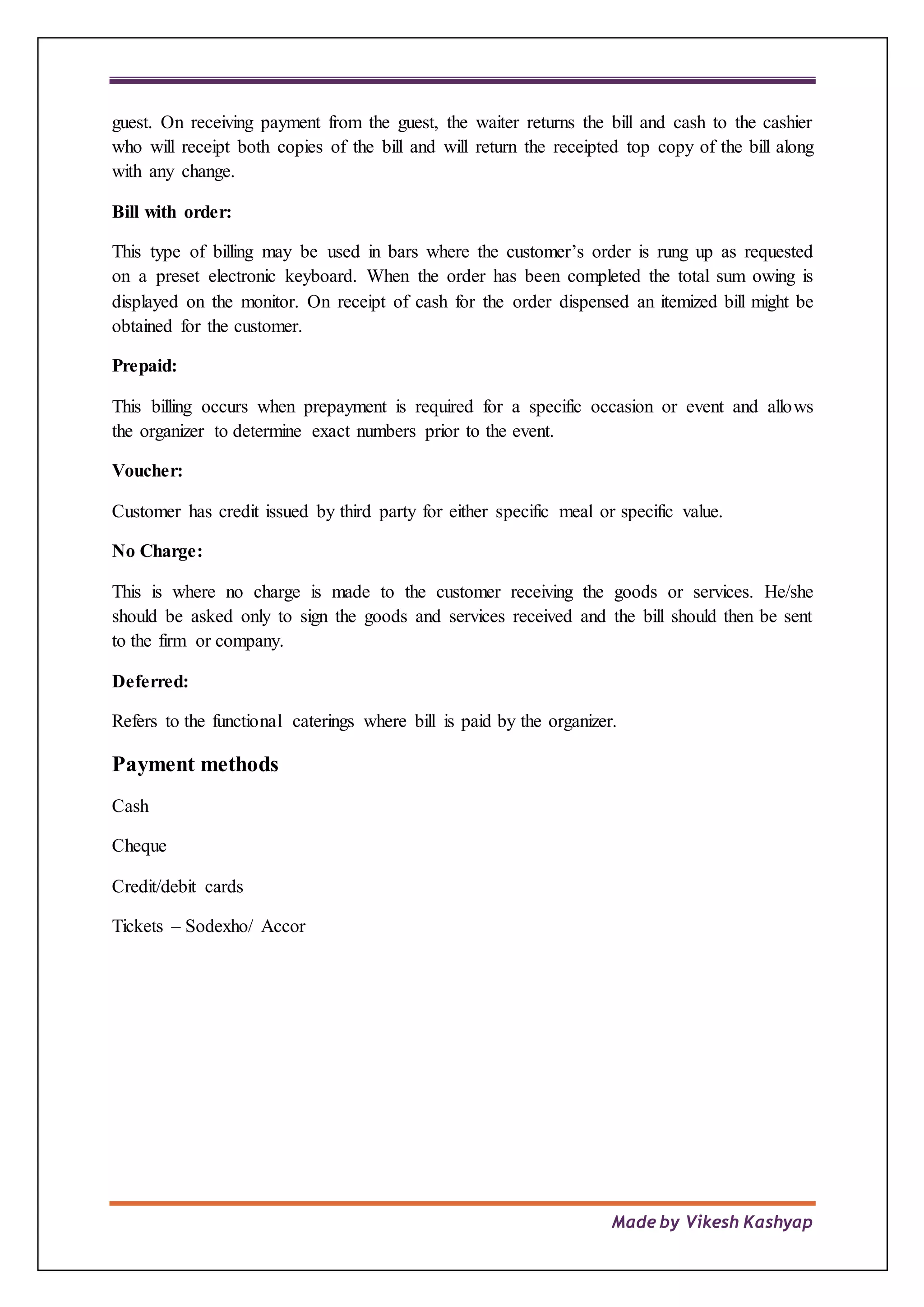 Kitchen order ticket | DOCX