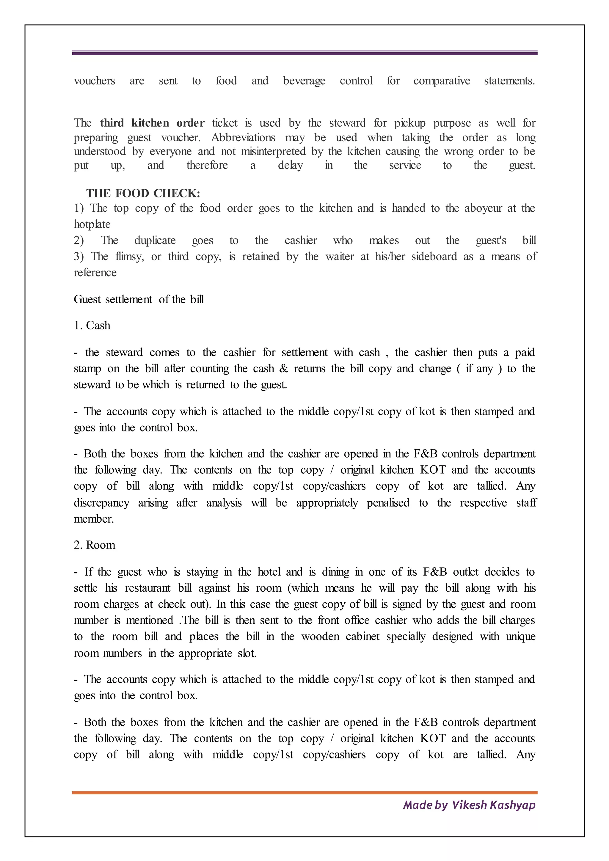 Kitchen order ticket | DOCX