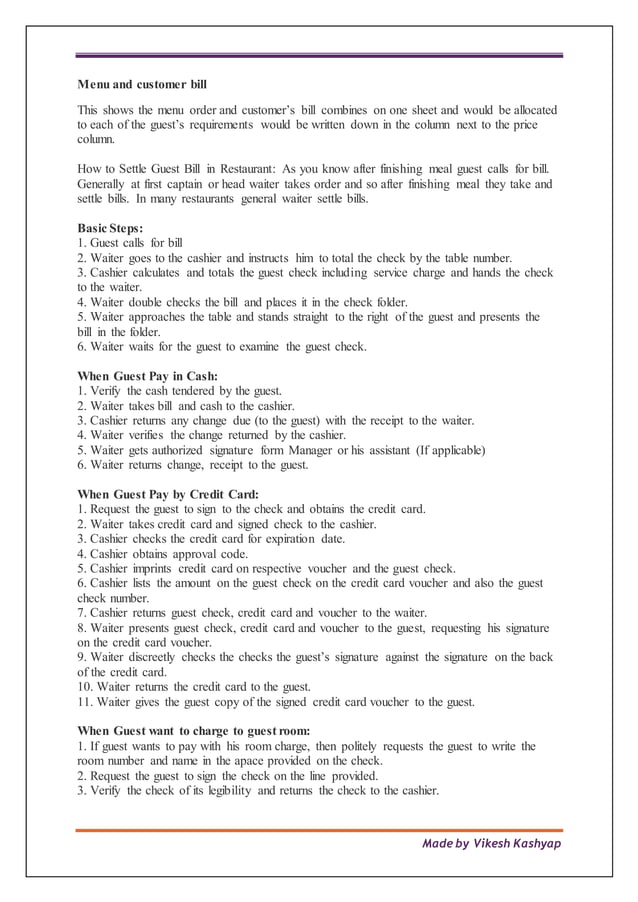 Kitchen order ticket | DOCX