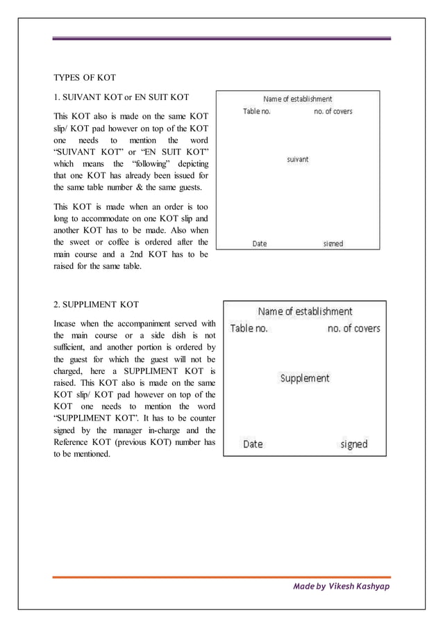 Kitchen order ticket | DOCX