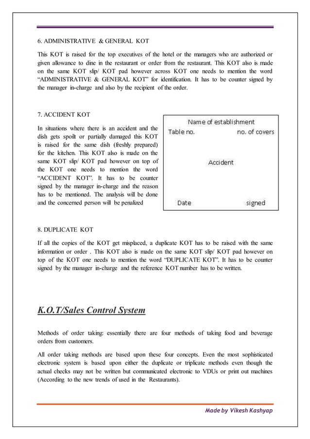 Kitchen order ticket | DOCX